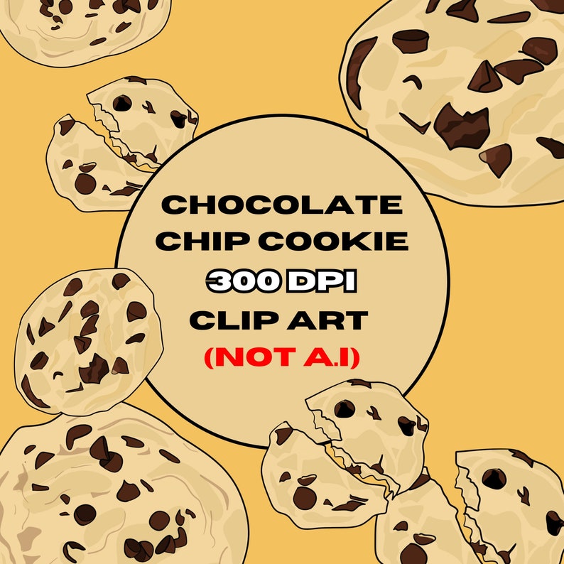 Chocolate Chip Cookie Clip Art Hand Drawn Procreate Professional ...