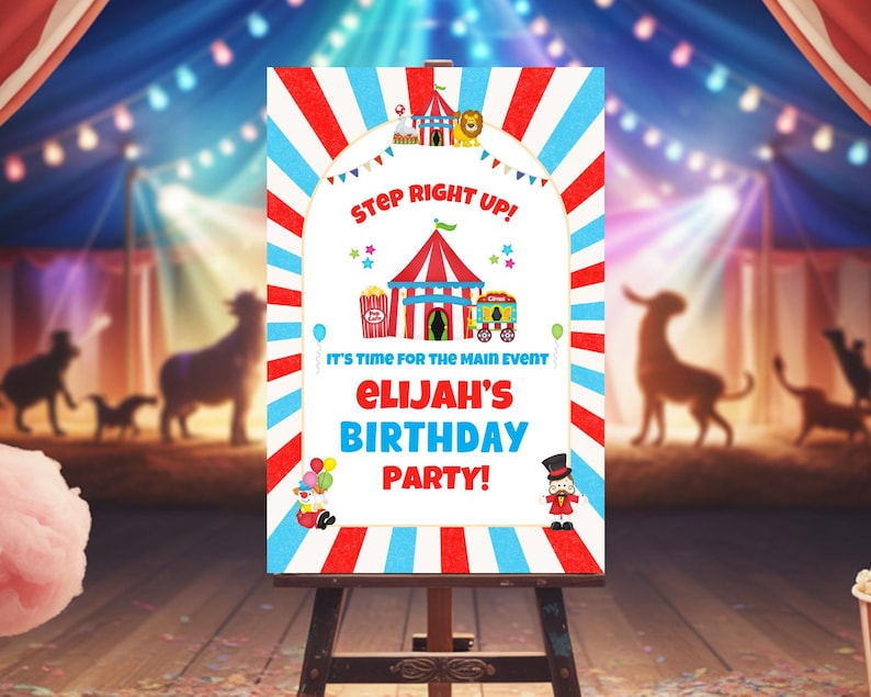 Circus Themed Birthday Party Welcome Sign, Carnival Welcome Board ...