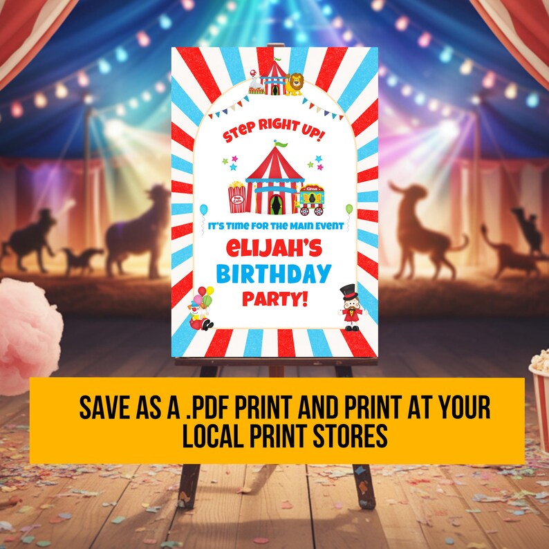 Circus Themed Birthday Party Welcome Sign, Carnival Welcome Board ...