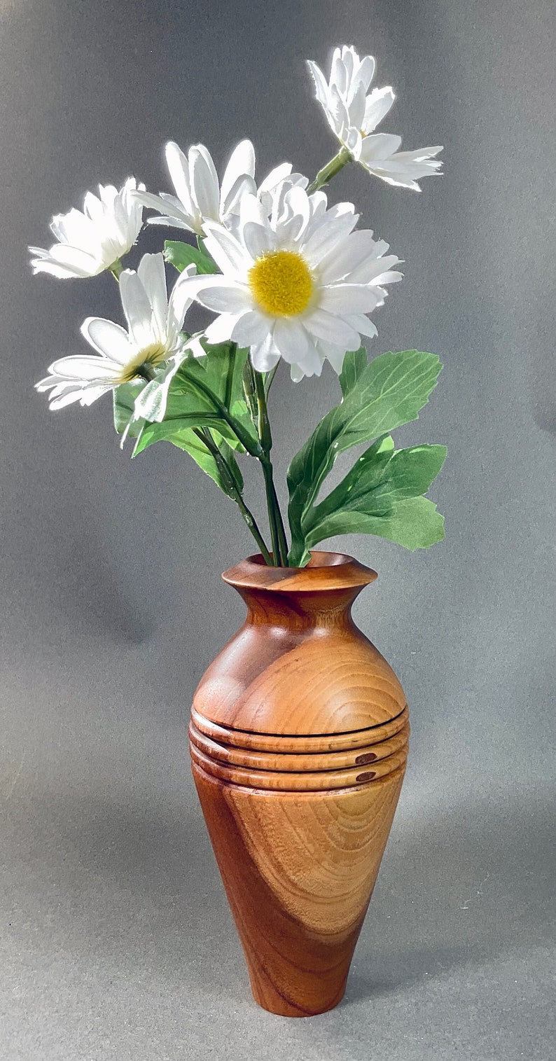 Elegant Pear Wood Vase Handcrafted Turned Wood Art Modern Home Decor ...