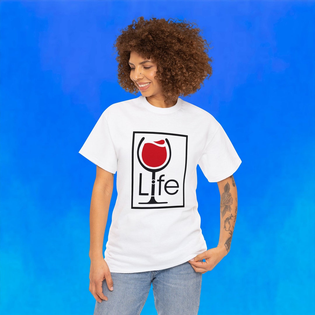Wine Life T-shirt White Shirt With Red Wine and life Logo Wine Life T ...