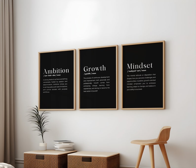 Motivational Definition Art Prints: Ambition, Growth, Mindset (digital ...