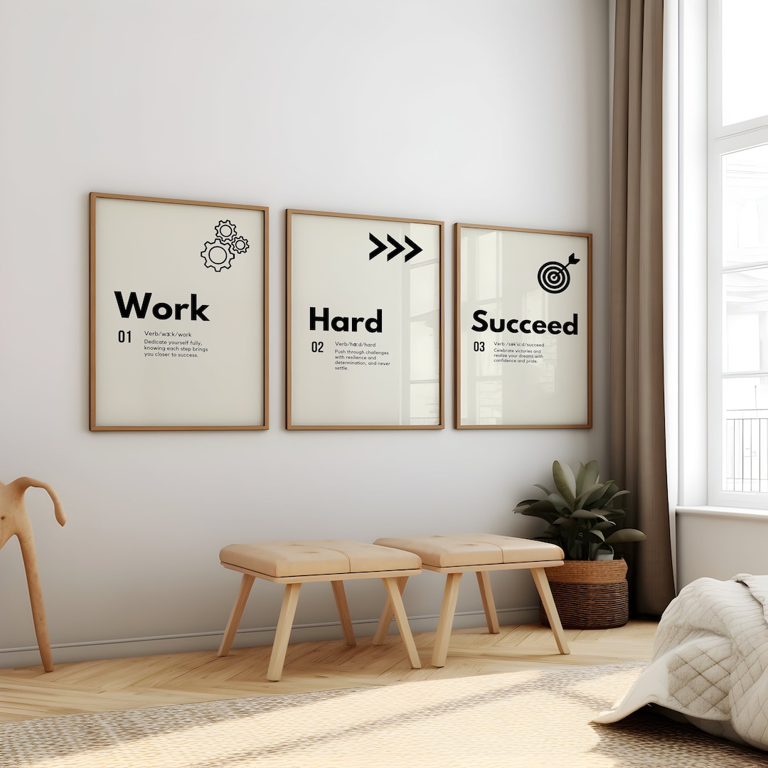 Motivational Office Poster Set: Work Hard Succeed (digital Download) - Etsy