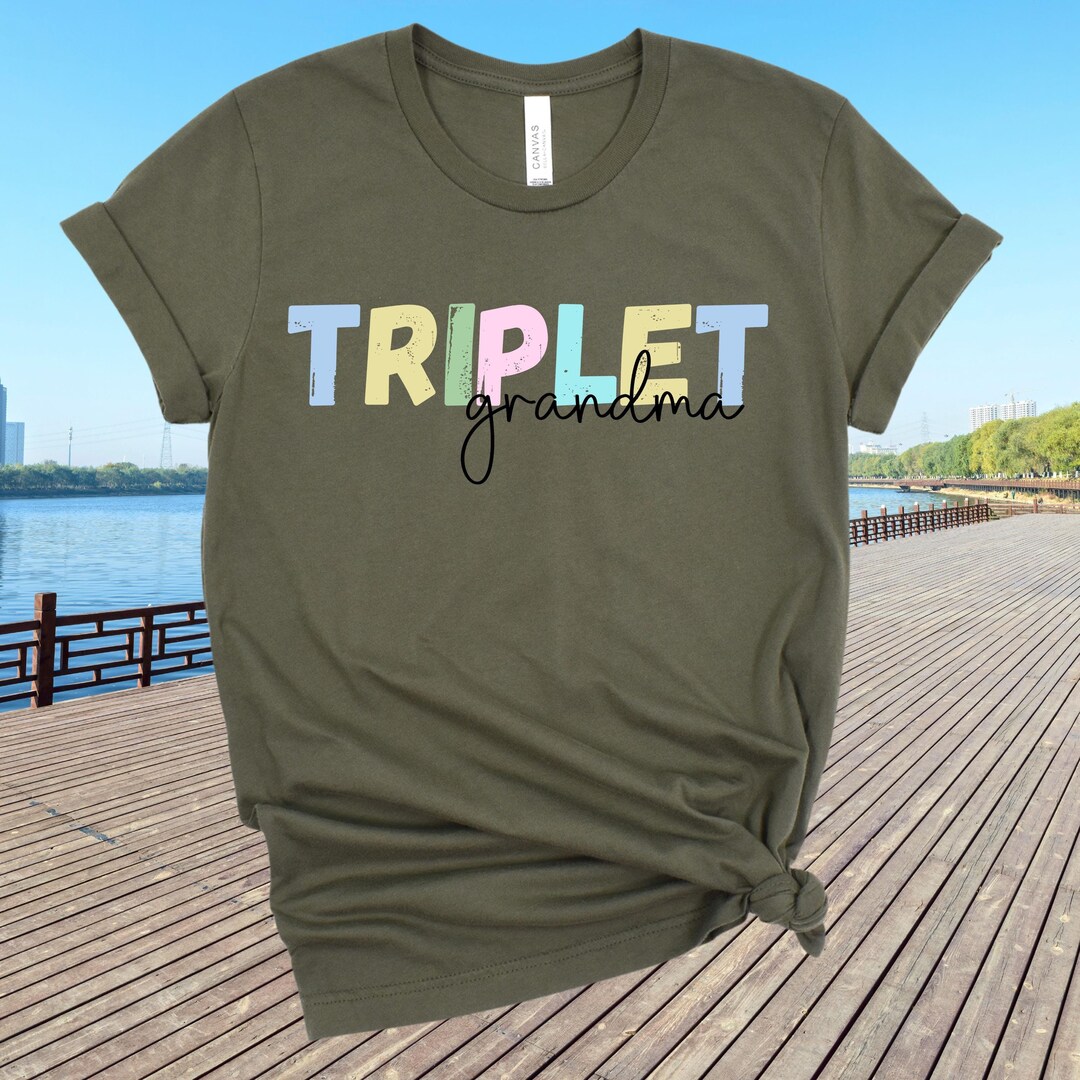 TRIPLET Grandma, Pregnancy Announcement Tee Shirt, Triplet Grammy ...