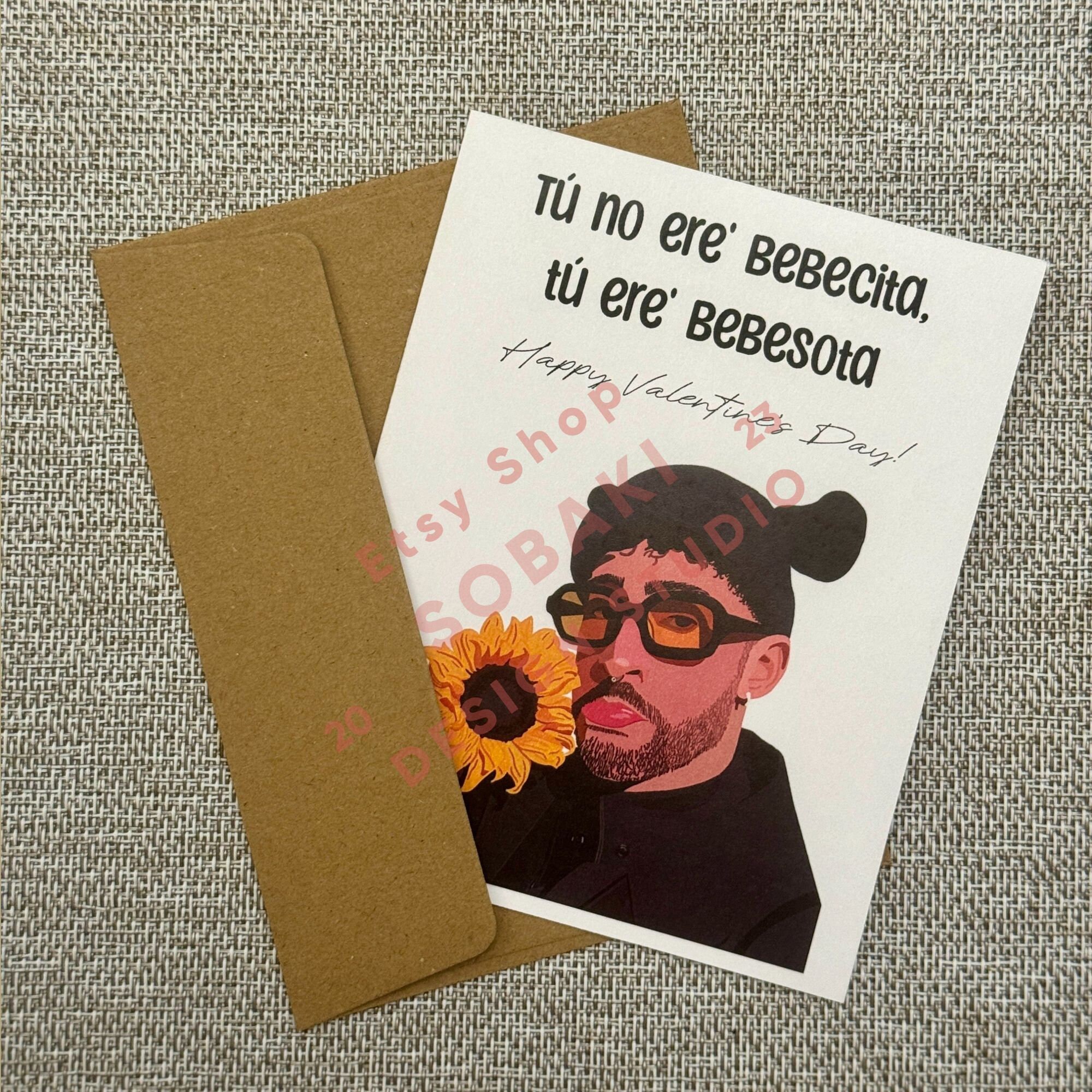 Bad Bunny Valentine Card Spanish Greeting Card Bebesota Feliz Dia De ...
