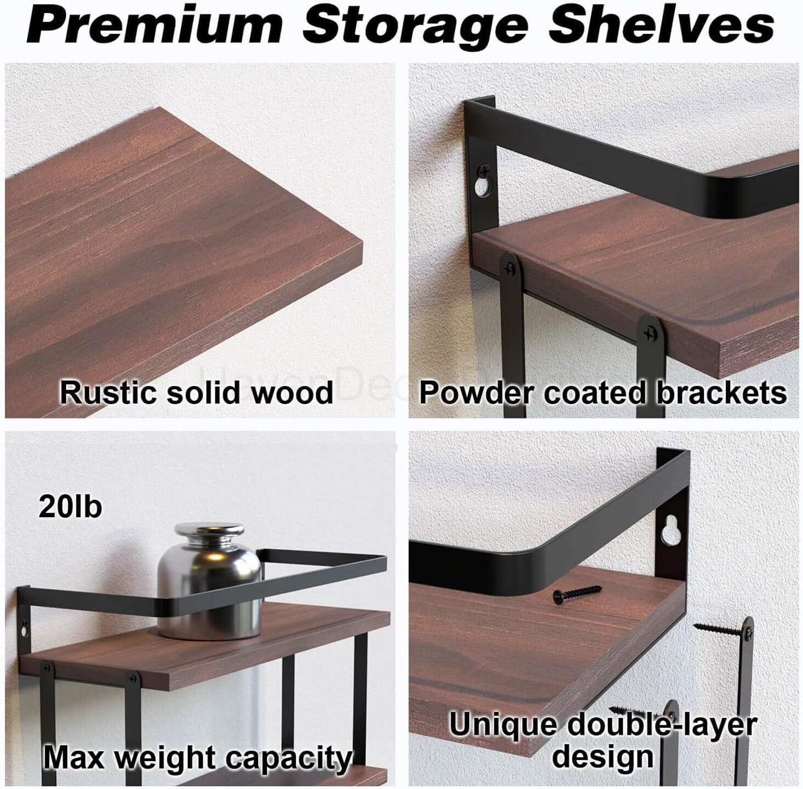 Set of 2 Rustic Floating Wall Shelves With Frame Bathroom Shelves ...