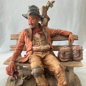 Capodimonte Tramp on Bench Figurine by Volta - Etsy