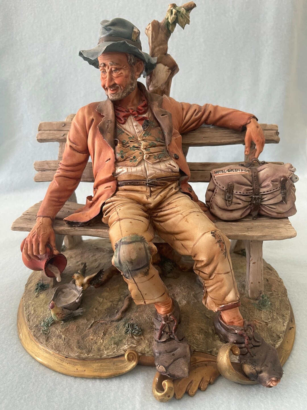 Capodimonte Tramp on Bench Figurine by Volta - Etsy
