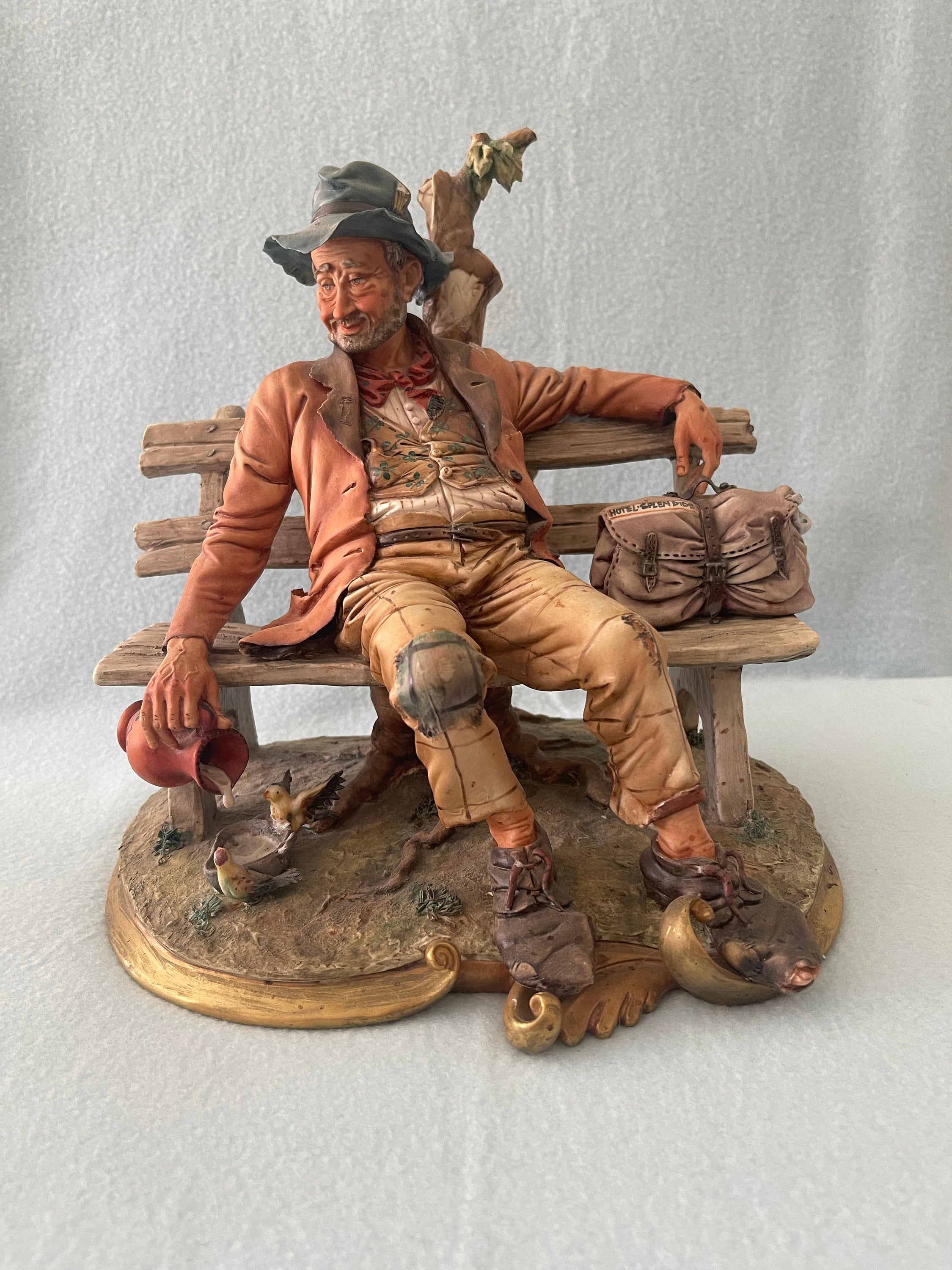 Capodimonte Tramp on Bench Figurine by Volta - Etsy