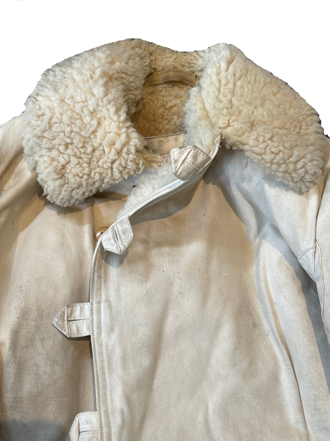 Swedish Army Canvas and Sheepskin Coat Labeled SPAA Helmslojd Akta ...