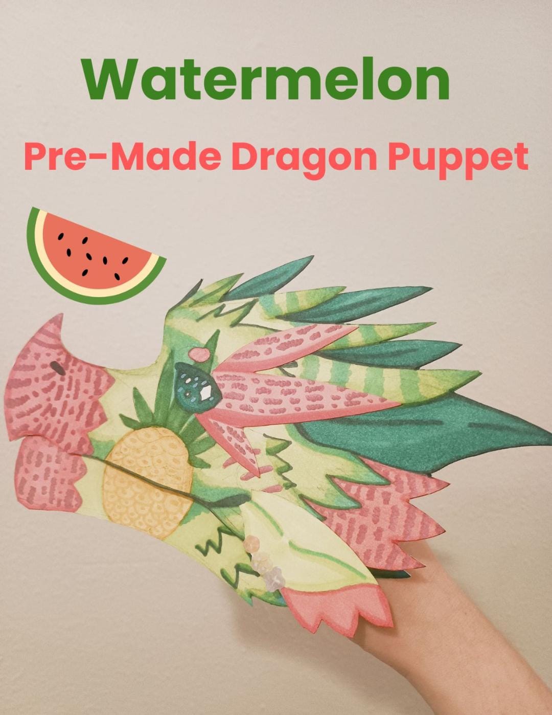 Granddaughter Maddy's Dragons First Handheld Paper Puppet watermelon - Etsy