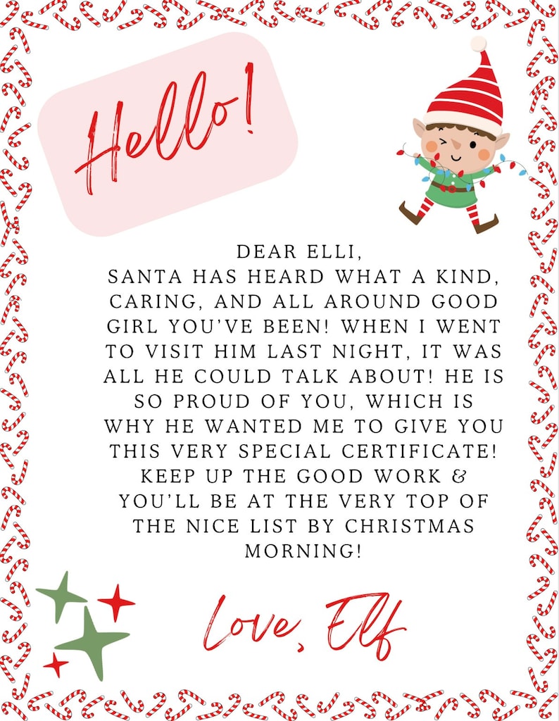 Elf on the Shelf Letter & Santas Nice List Bundle - Etsy