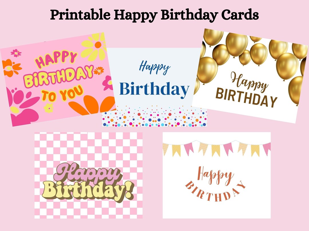 Printable Birthday Cards, Instant Download, Digital Greeting Card, Happy Birthday Card, Print at ...