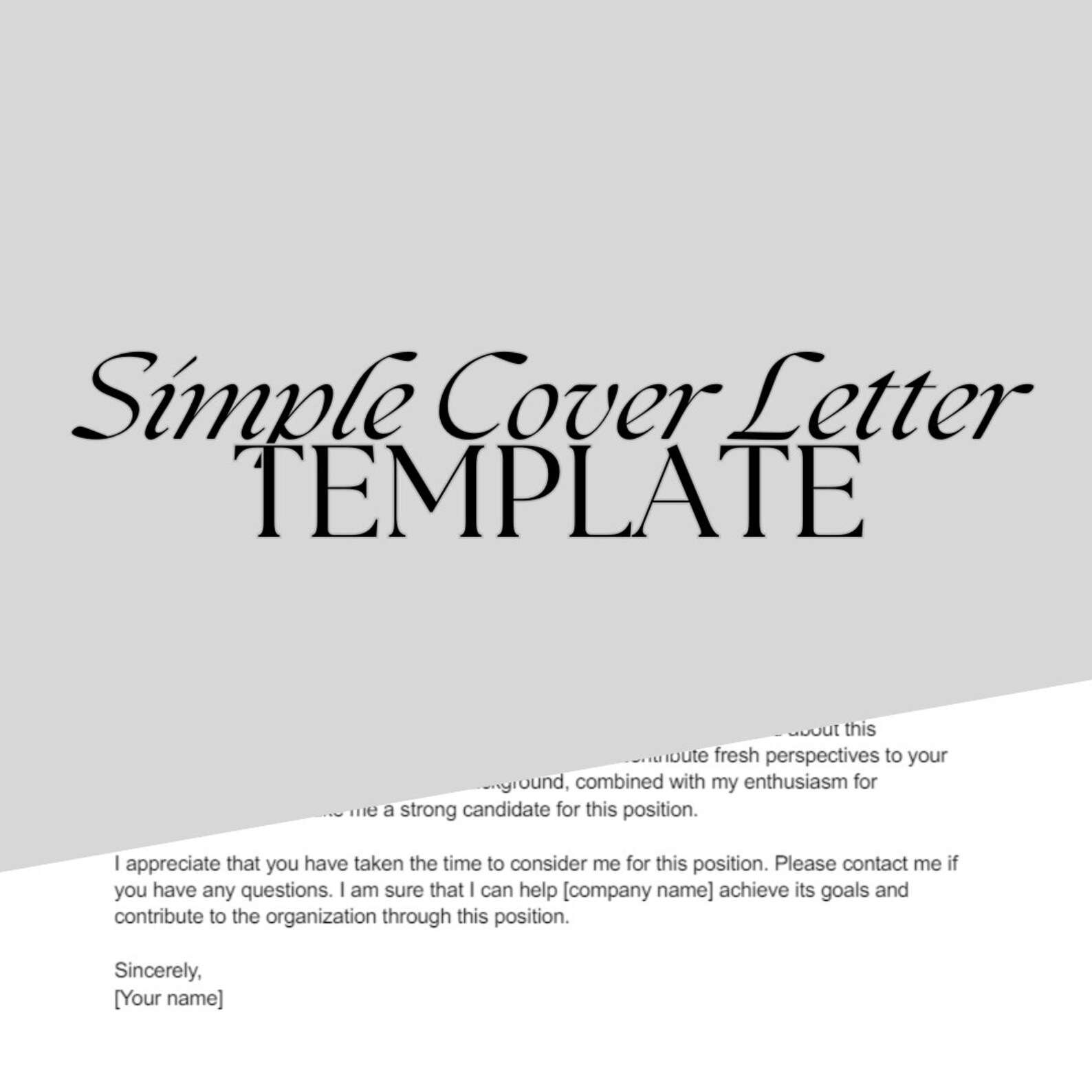 Cover Letter Template | Simple, Professional Cover Letter for Job | PDF ...