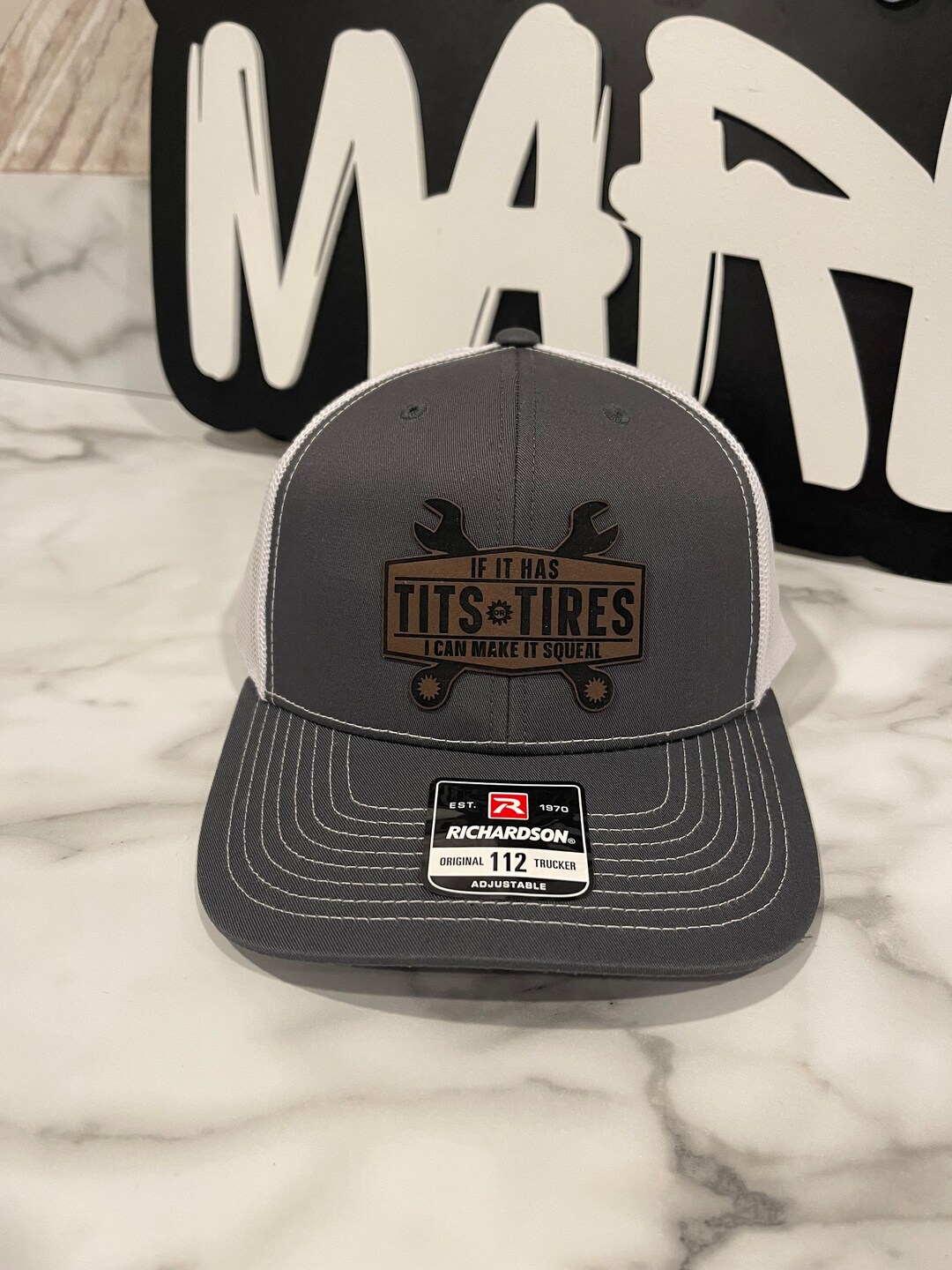 Tits and Tires, Mechanic Hat, Patriotic, Leatherette Hat, Dirty Gifts ...