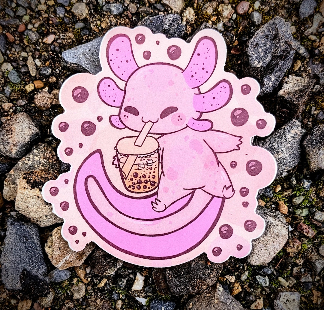 Boba Axolotl Sticker - Etsy