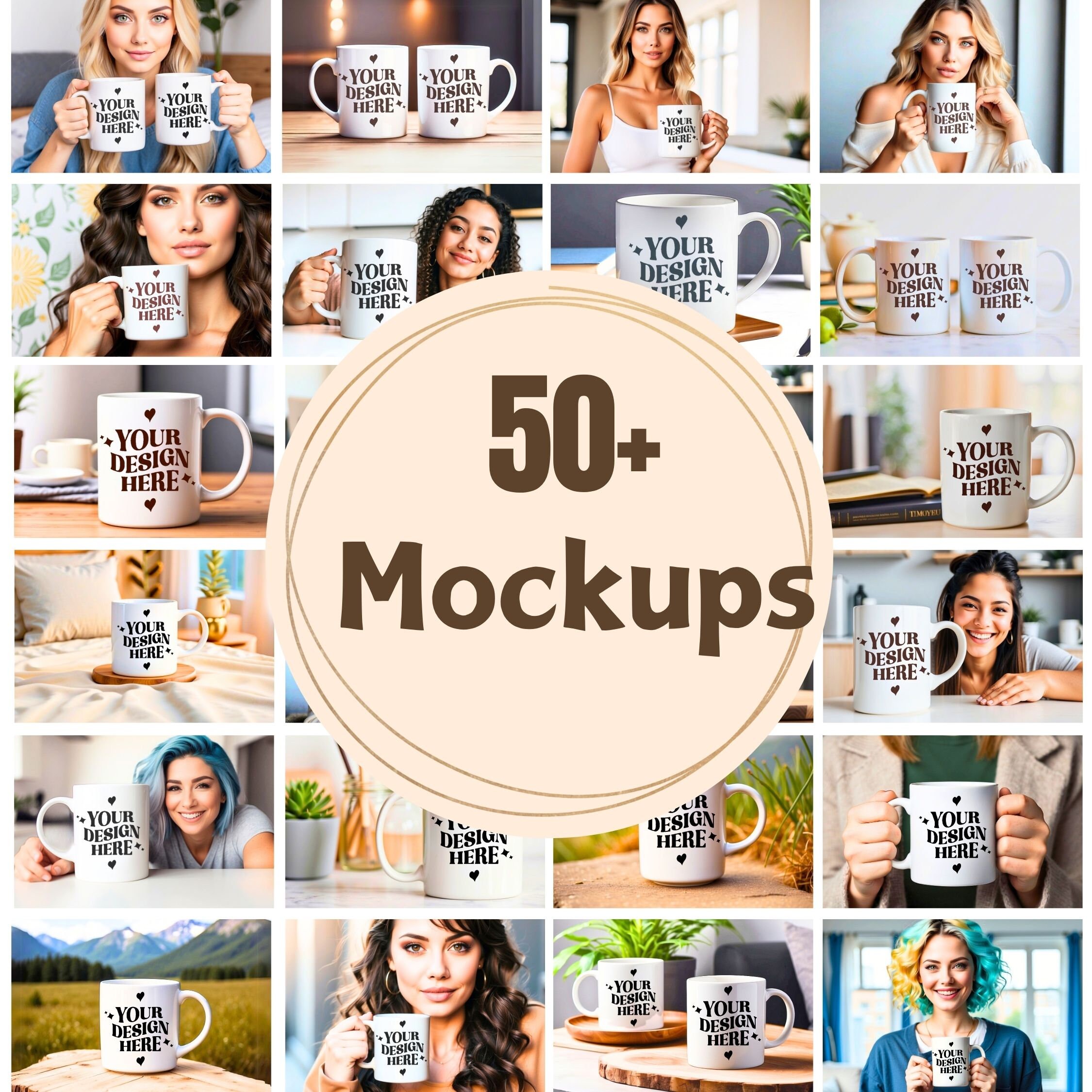 Set of 50 Mug Mockups Mug Mockup Model Blank Mug Mockups Winter White ...