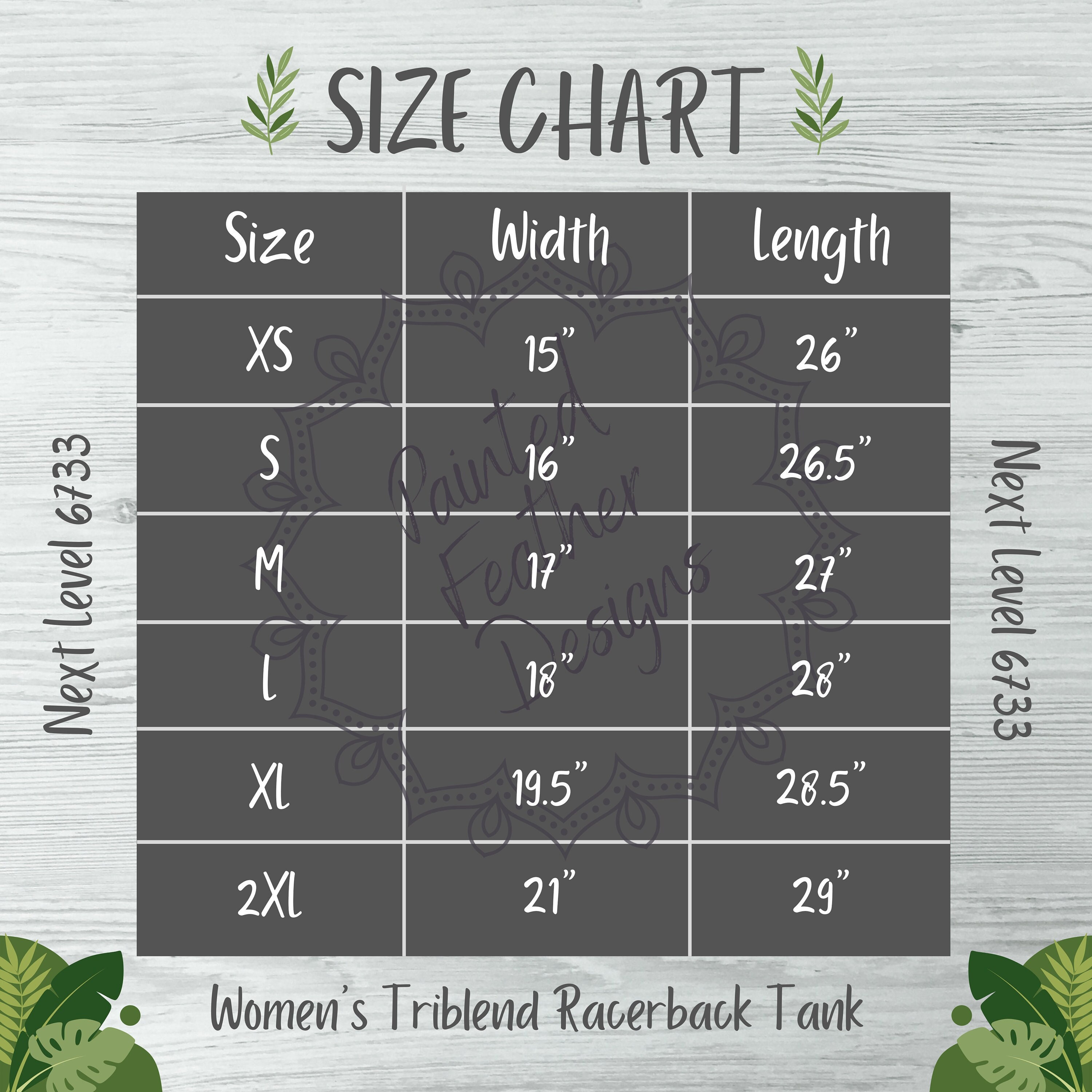 Next Level 6733 Boho Size Chart, Size Guide for Next Level 6733 Women's ...