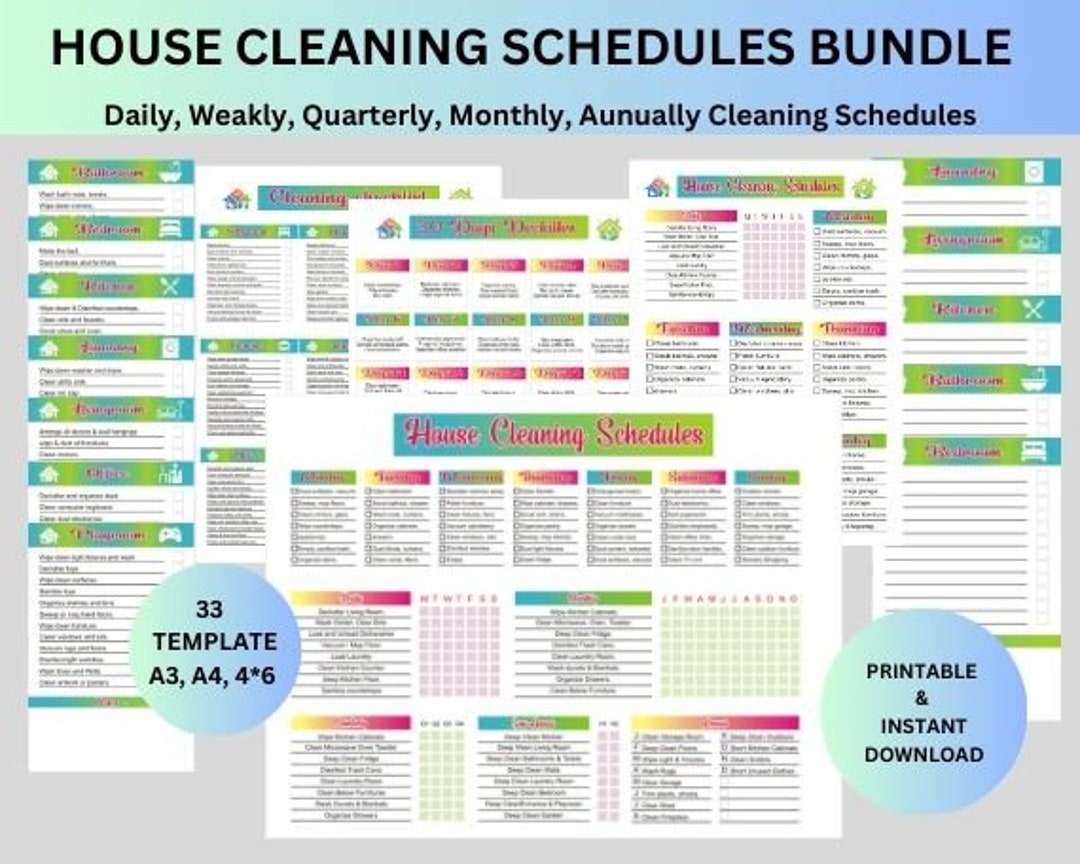 Ultimate House Cleaning Checklist, Daily, Weekly,monthly, Yearly ...