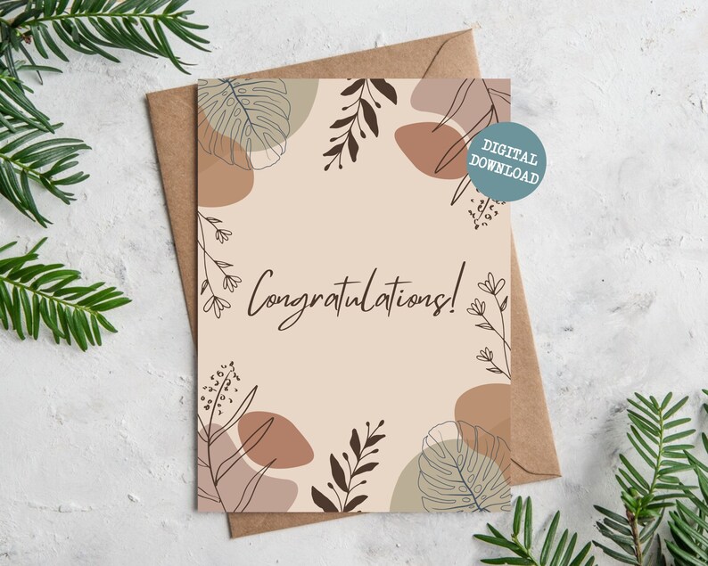 Congratulations Card Digital Download Soft, Minimalistic, and Aesthetic ...