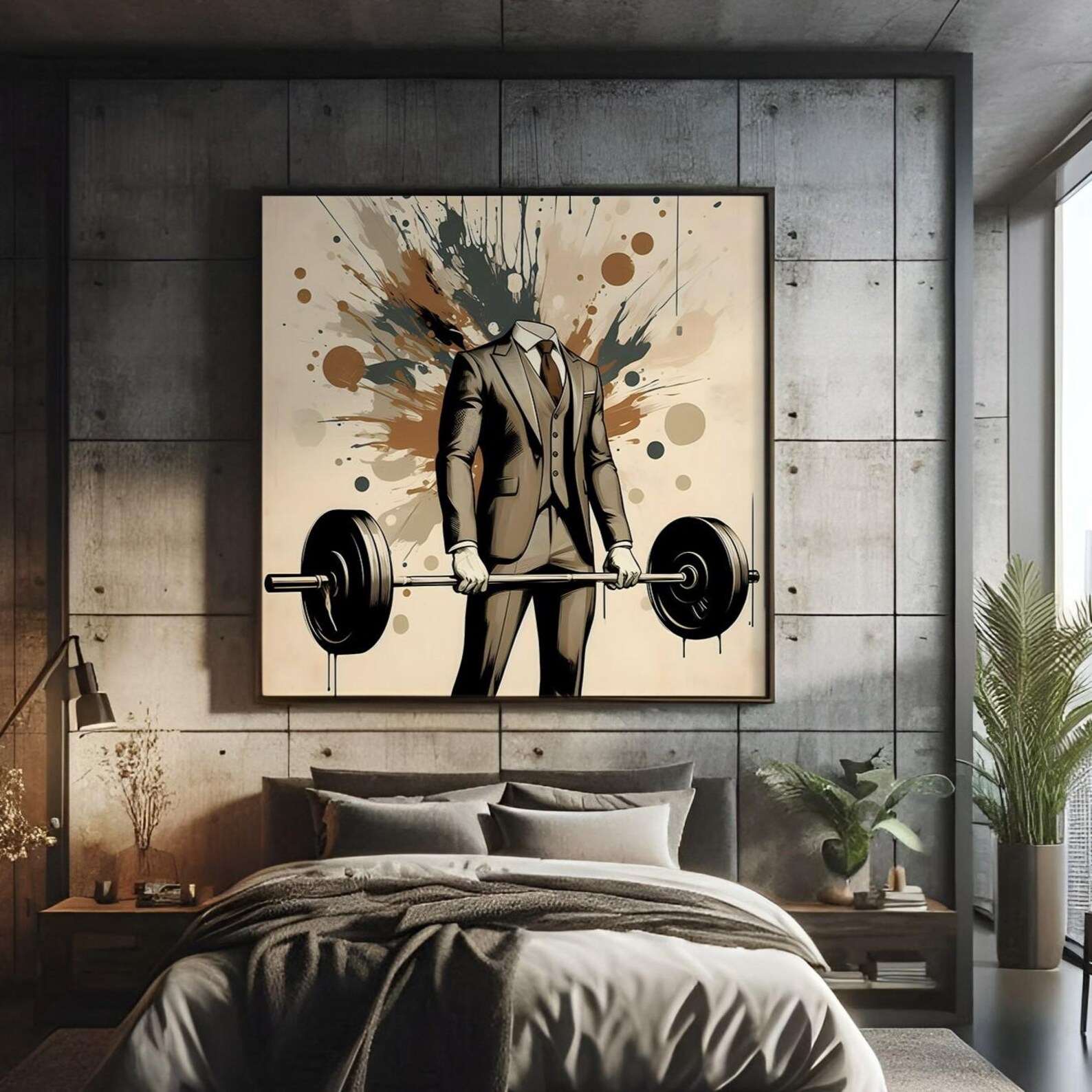 Stylish Powerlifter Abstract Art Motivational Gym Wall Decor Gentleman ...