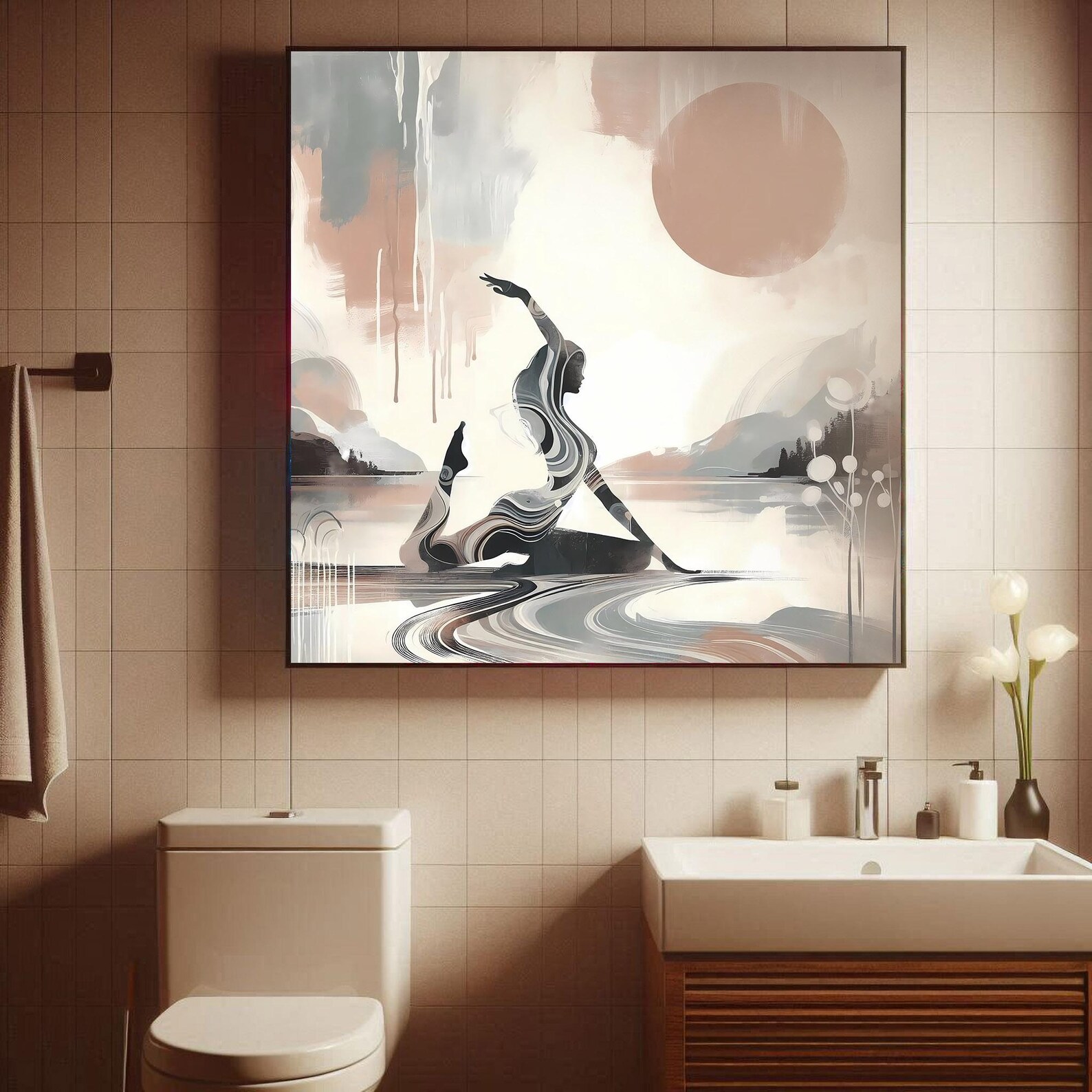 Yoga Flow Abstract Art Mindful Movement Decor Wellness Printable ...