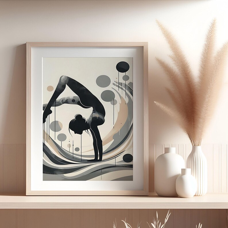 Gymnast Abstract Wall Art Modern Minimalist Acrobat Yoga Silhouette ...
