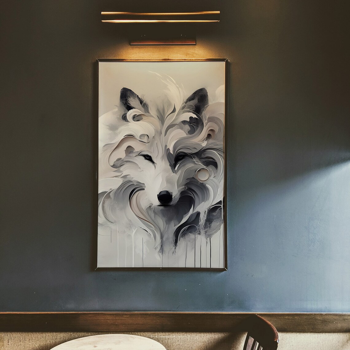 Minimal White Wolf Abstract Art Printable Download for - Etsy