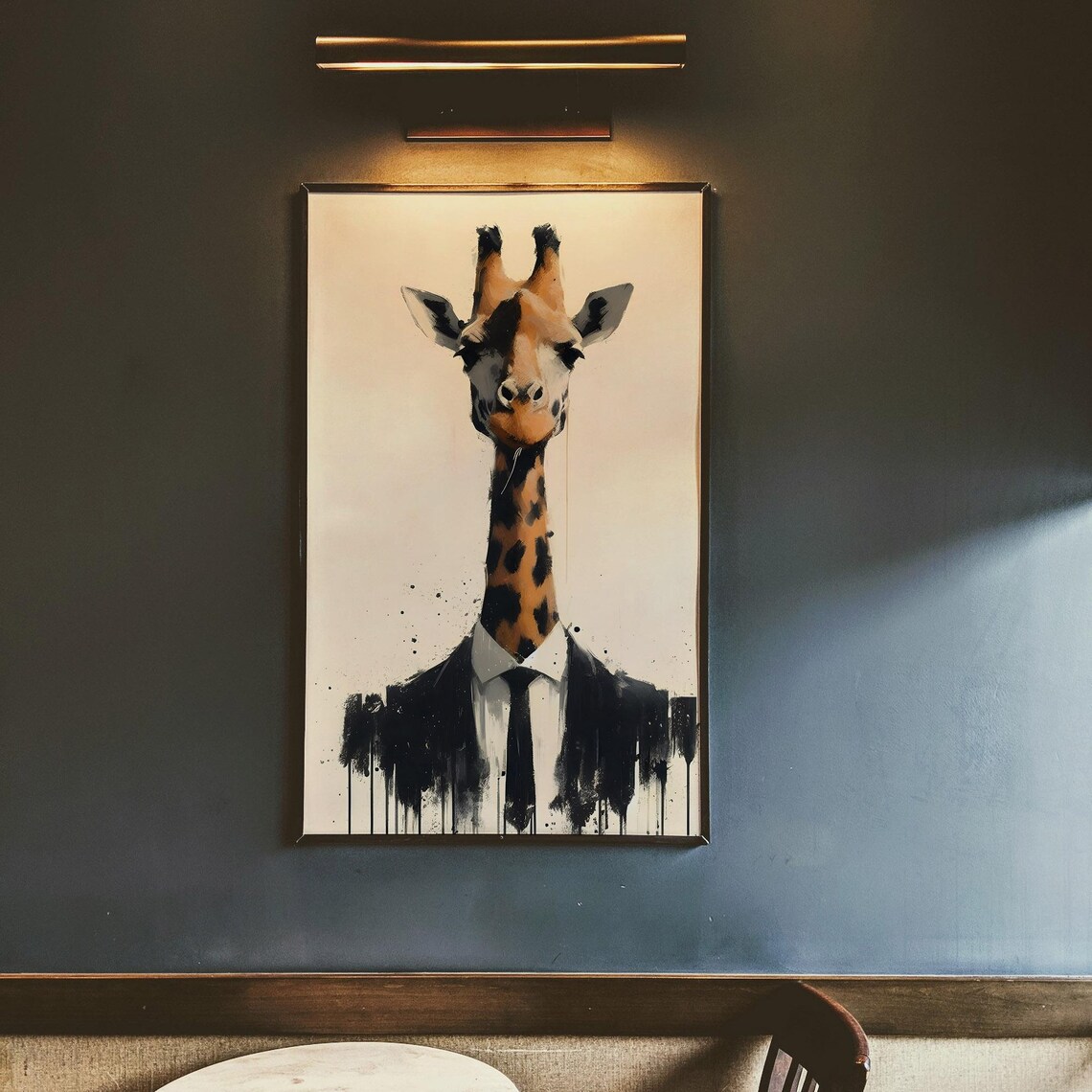 Giraffe in a Suit Abstract Art Print, Quirky Animal Portrait, Office ...