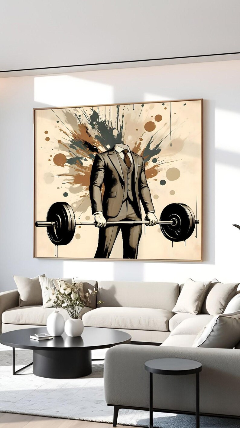 Stylish Powerlifter Abstract Art Motivational Gym Wall Decor Gentleman ...