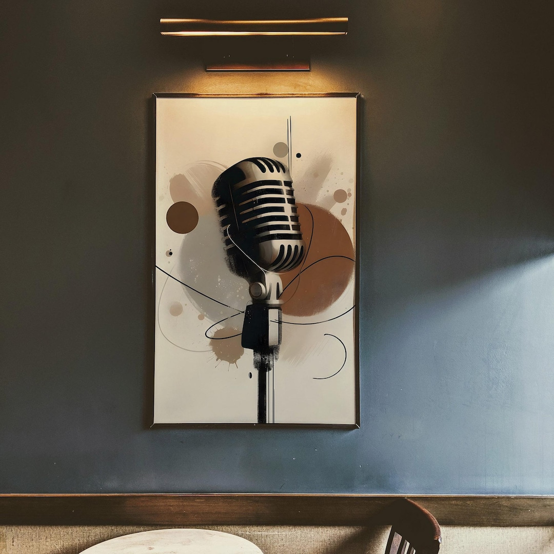 Vintage Microphone Abstract Art Print for Retro Studio Decor Music ...