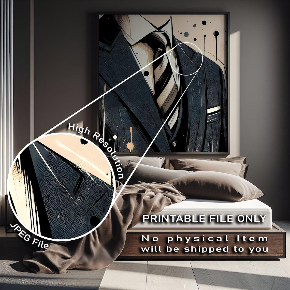 Sharp and Sophisticated Art for Stylish Gentlemen, Abstract Artwork for ...