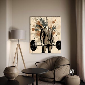 Stylish Powerlifter Abstract Art Motivational Gym Wall Decor Gentleman ...