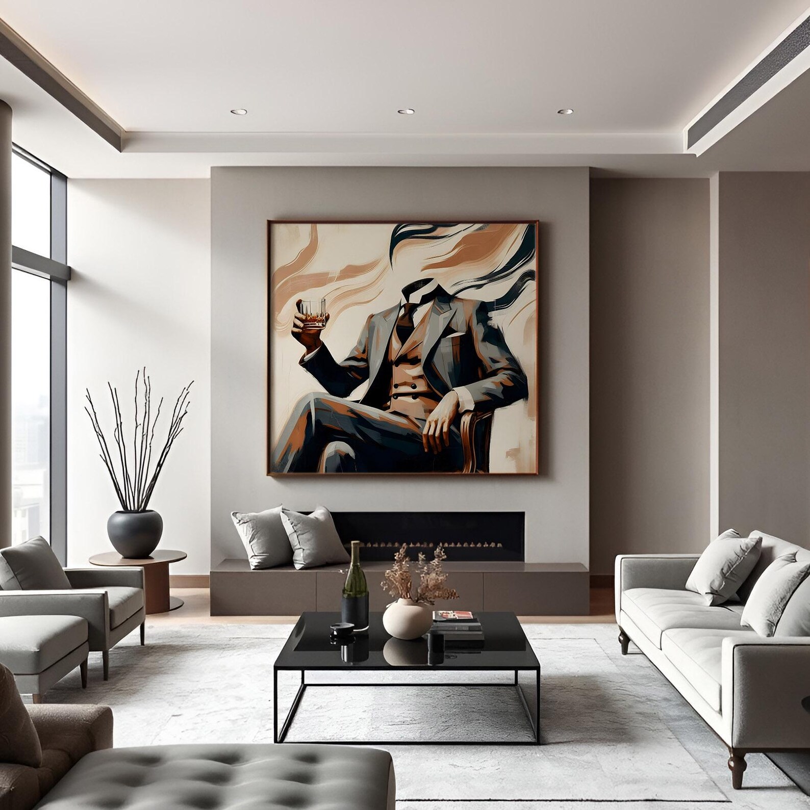 Luxury Art Print: Elegant Gentleman in Suit With Whiskey Sophisticated ...