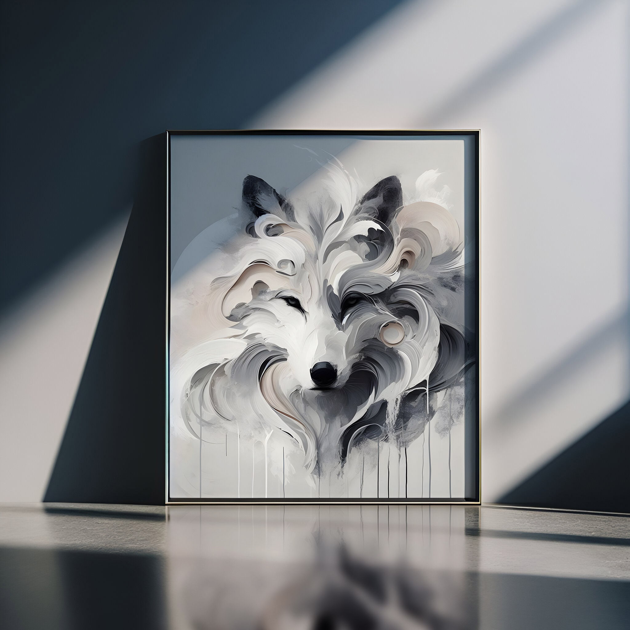 Minimal White Wolf Abstract Art - Printable Download for Bedroom and ...