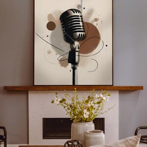 Vintage Microphone Abstract Art Print for Retro Studio Decor Music ...