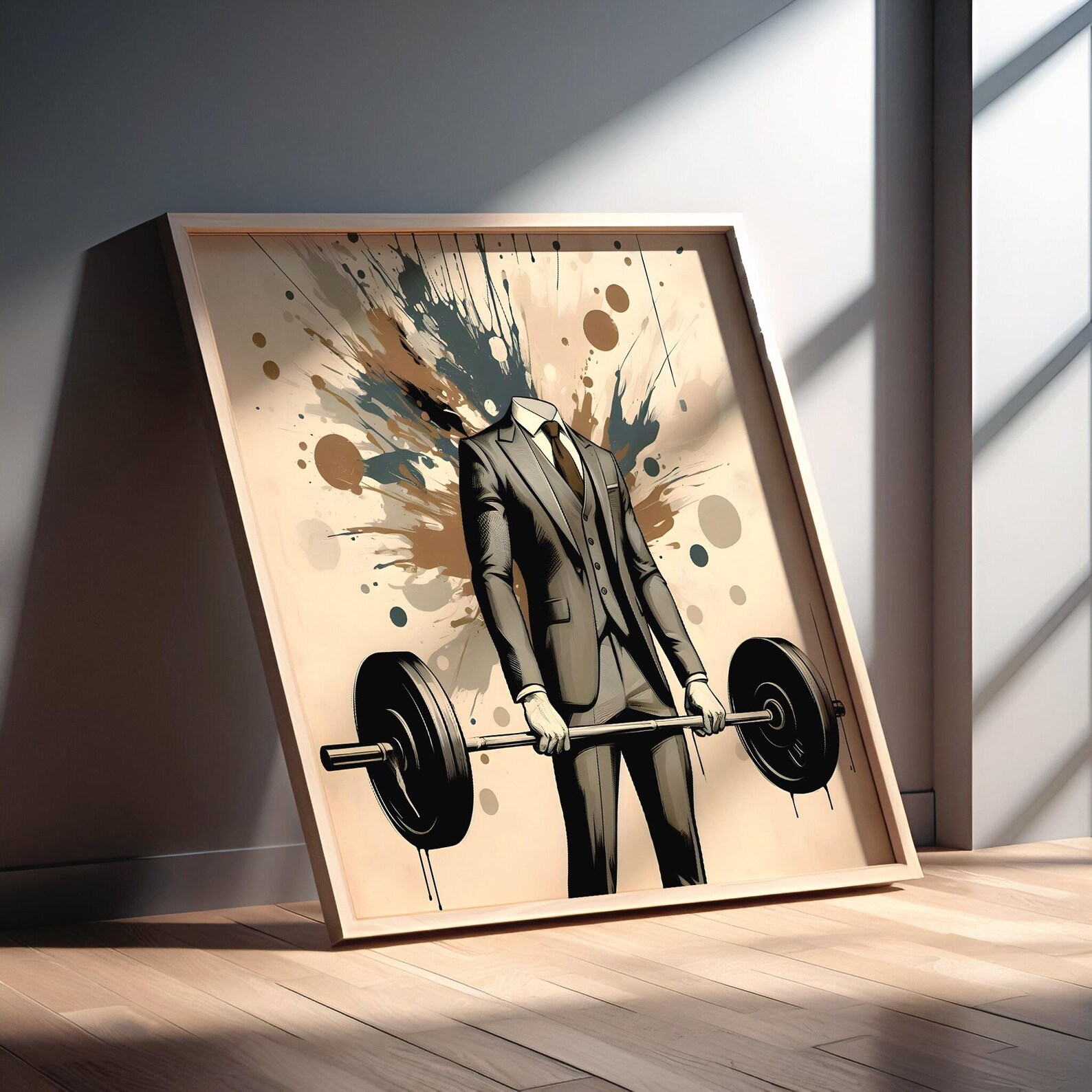 Stylish Powerlifter Abstract Art Motivational Gym Wall Decor Gentleman ...