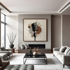 Vintage Microphone Abstract Art Print for Retro Studio Decor Music ...