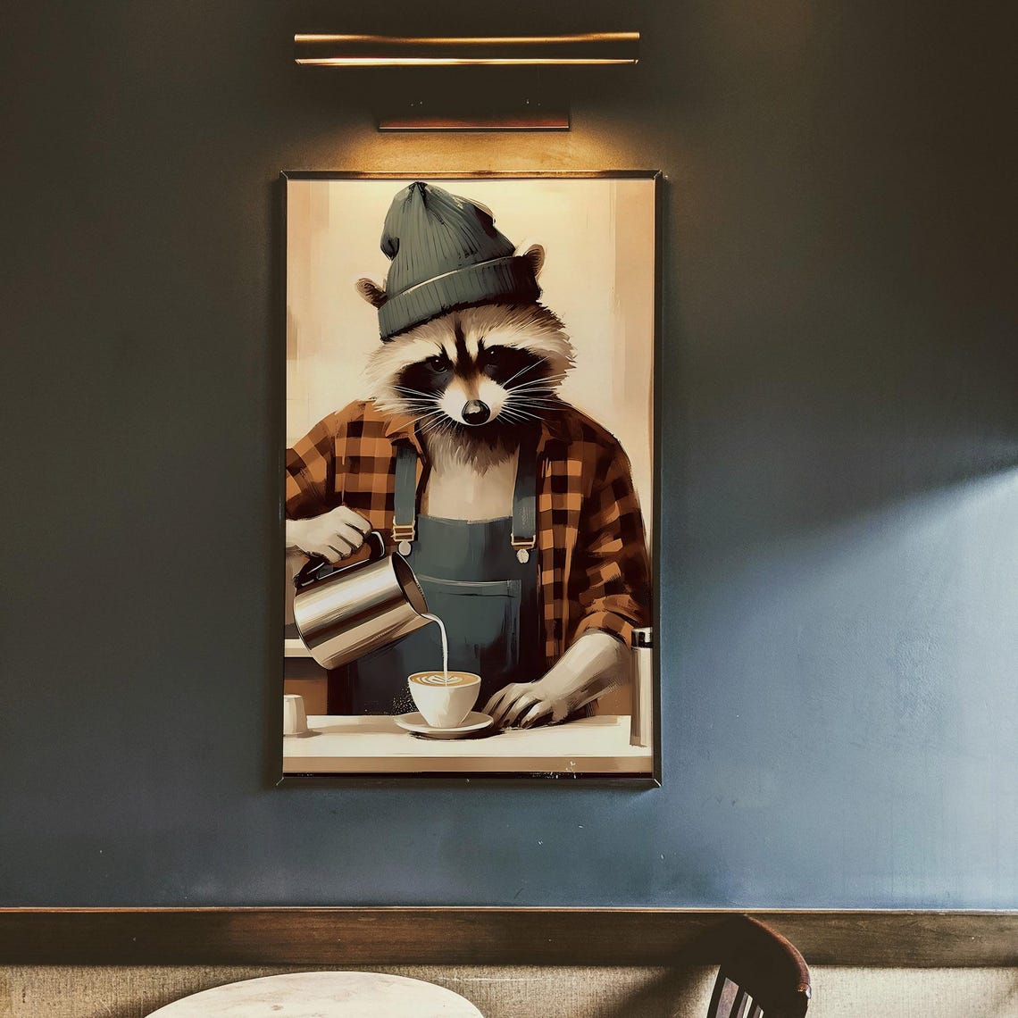 Raccoon Coffee Barista, Funny Animal Print, Instant Download, Hipster ...