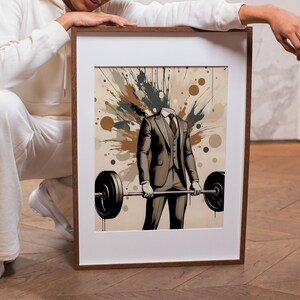 Stylish Powerlifter Abstract Art Motivational Gym Wall Decor Gentleman ...