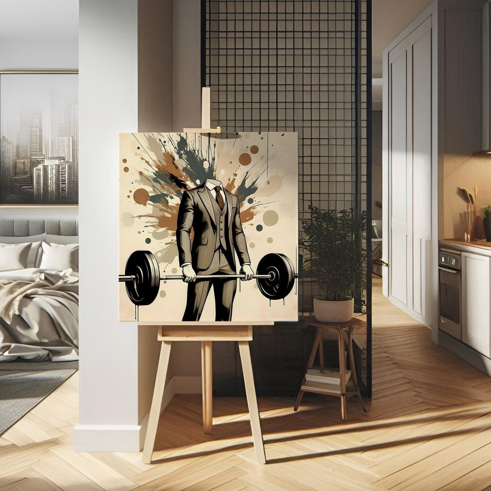 Stylish Powerlifter Abstract Art Motivational Gym Wall Decor Gentleman ...