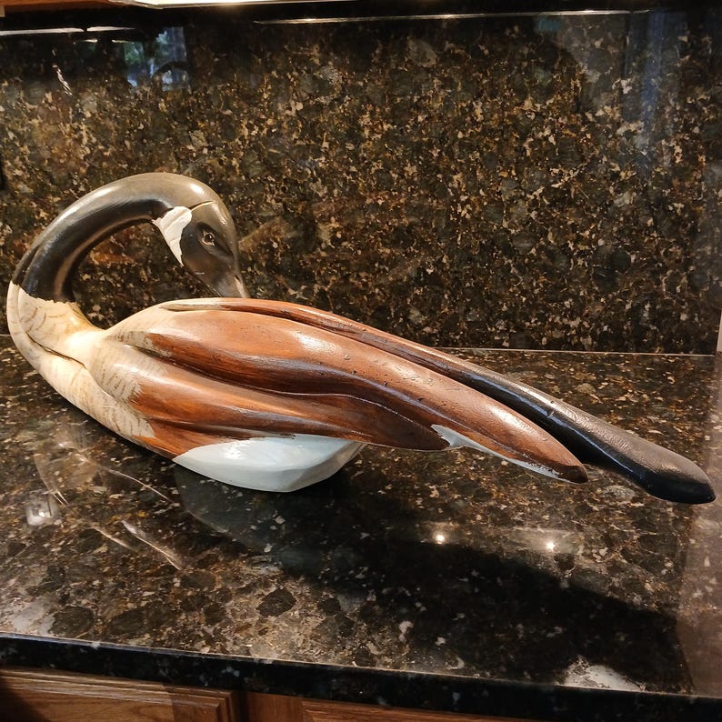 Hand Carved in Wood, Canadian Goose, Signed by Montana Carver, Large ...