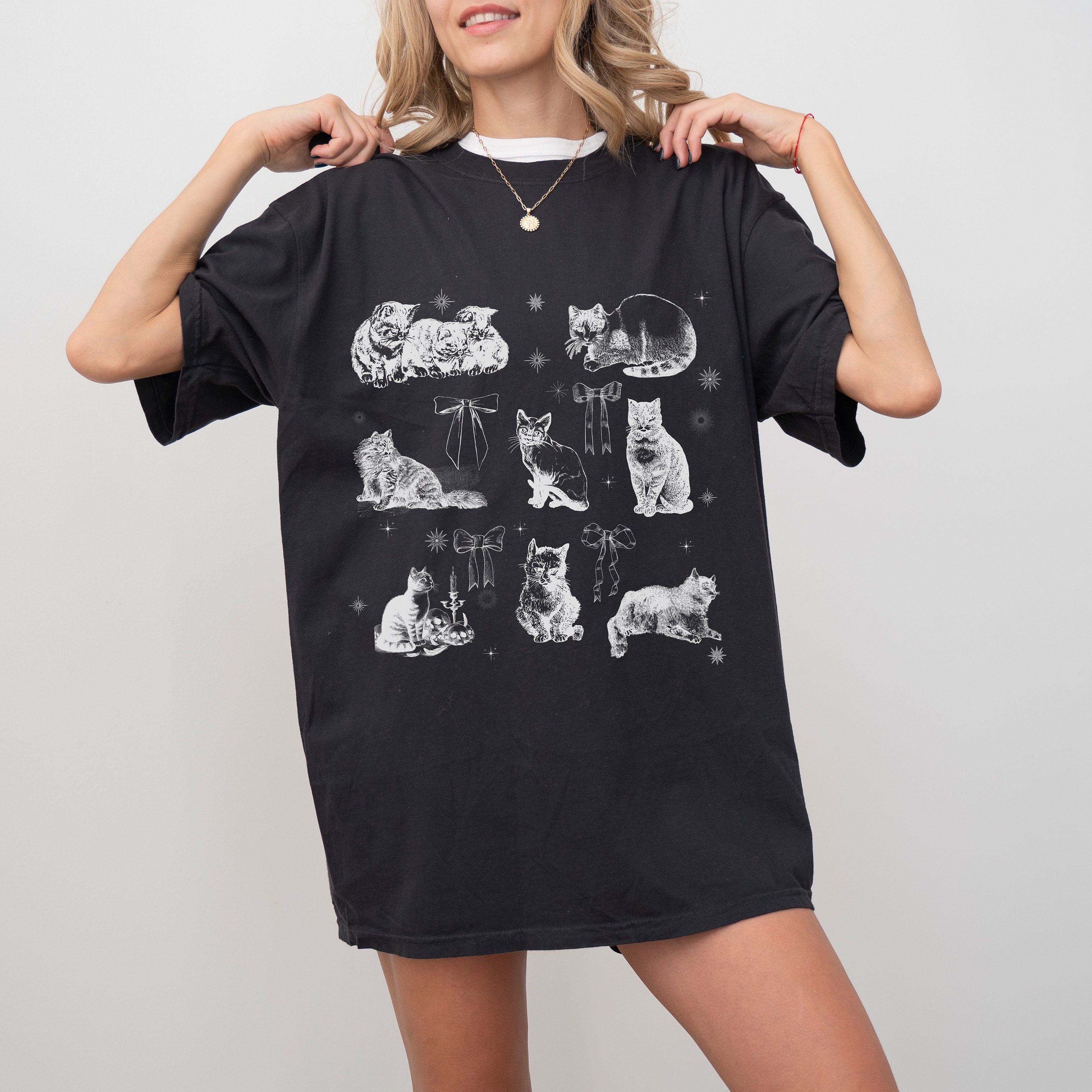 Comfort Colors® Vintage 90s Tattoo Cat Tshirt Coquette Retro Kitten ...