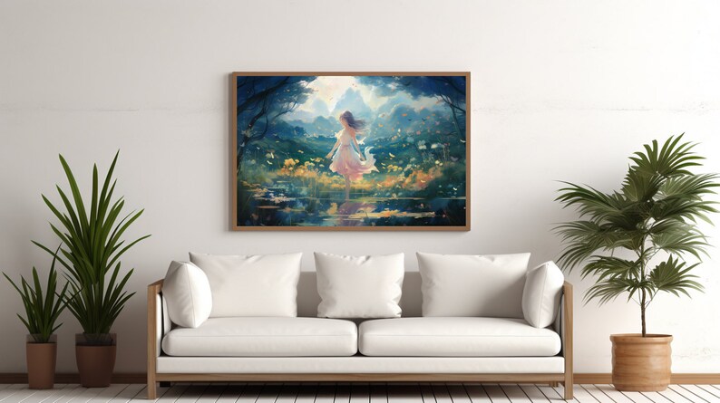 Lilypad Girl Boundless Daybreak Digital Art Print, Wall Art, AI ...