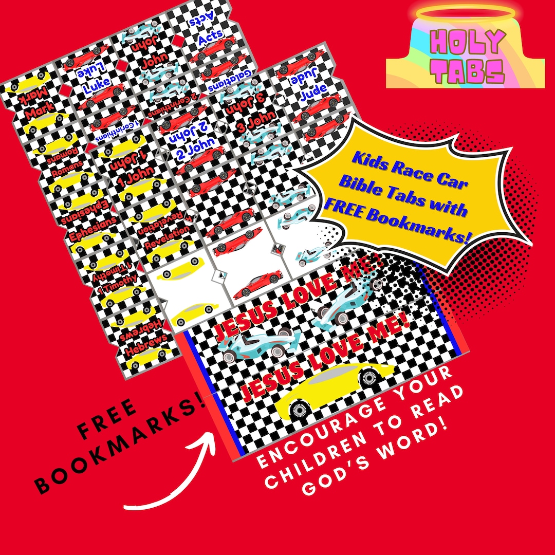 Printable Bible Tabs, Race Cars, Boys Bible, Children's Bibles, Instant ...