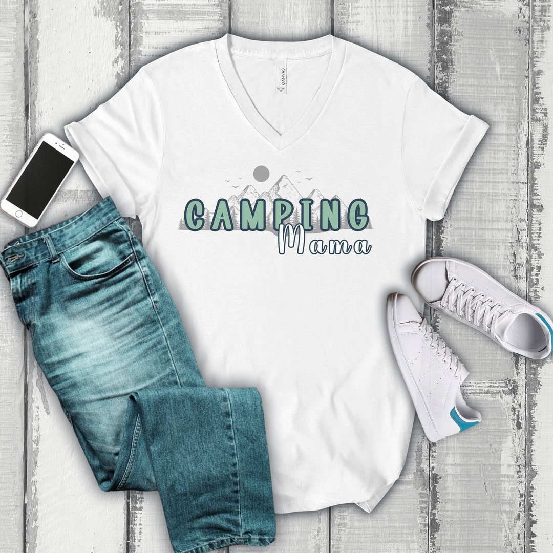 Camping Mama V Neck Shirt for Family Camping Trip Matching Group ...
