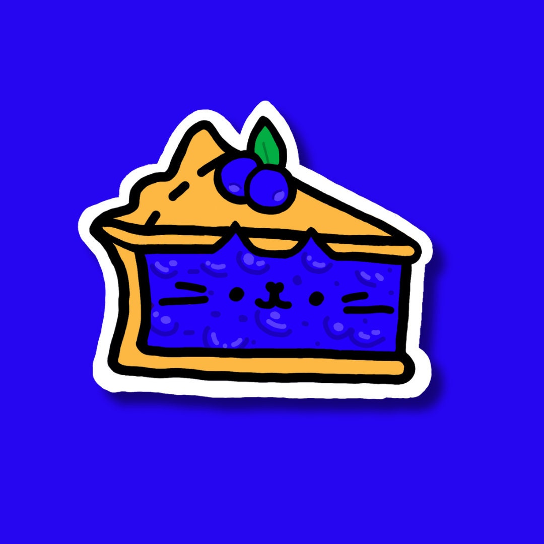 Blueberry Pie Cat Sticker, Kawaii Stationery, Gift for Cat Lovers, Gift ...