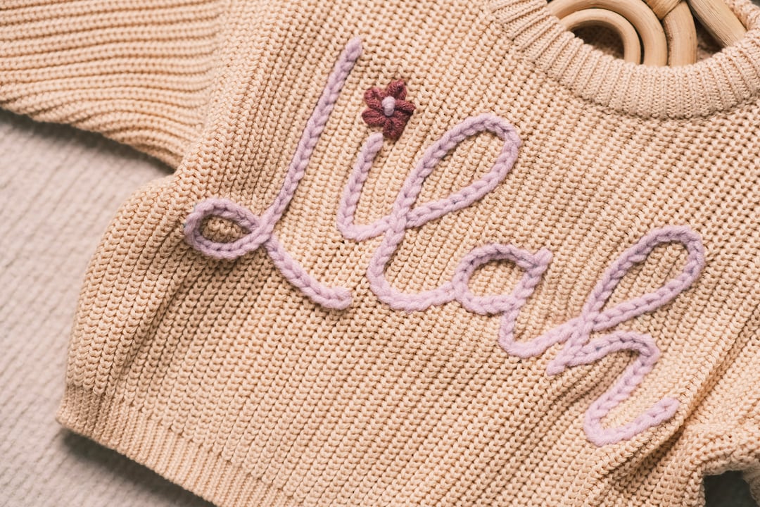 6-7T Bespoke Christmas Baby Jumper: Hand-embroidered Name & Monogram A ...