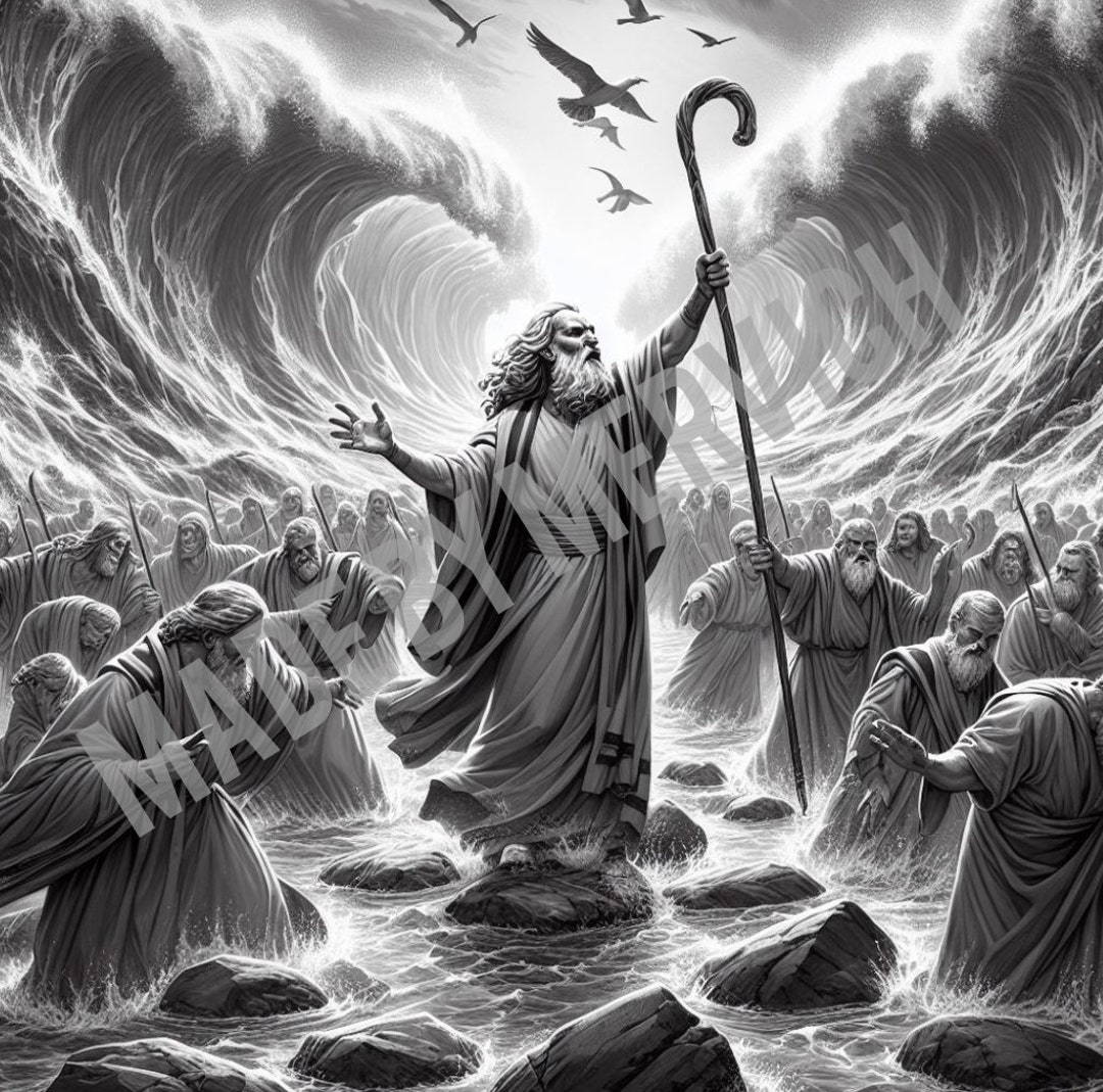 Moses Parting Red Sea - Laser Engrave PNG File (digital Download) - Etsy