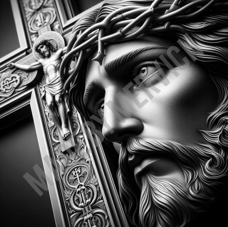 Jesus Face Laser Engrave PNG: Detailed Cross Image (digital File) - Etsy